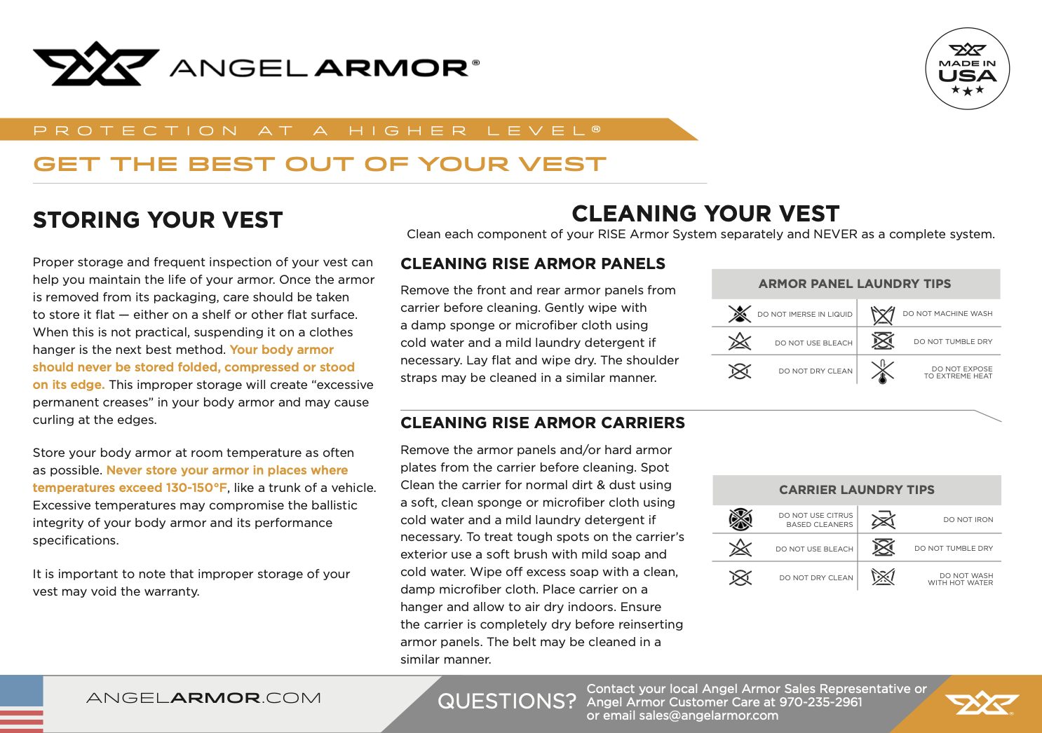 Product Info - RISE® Armor Package - Angel Armor